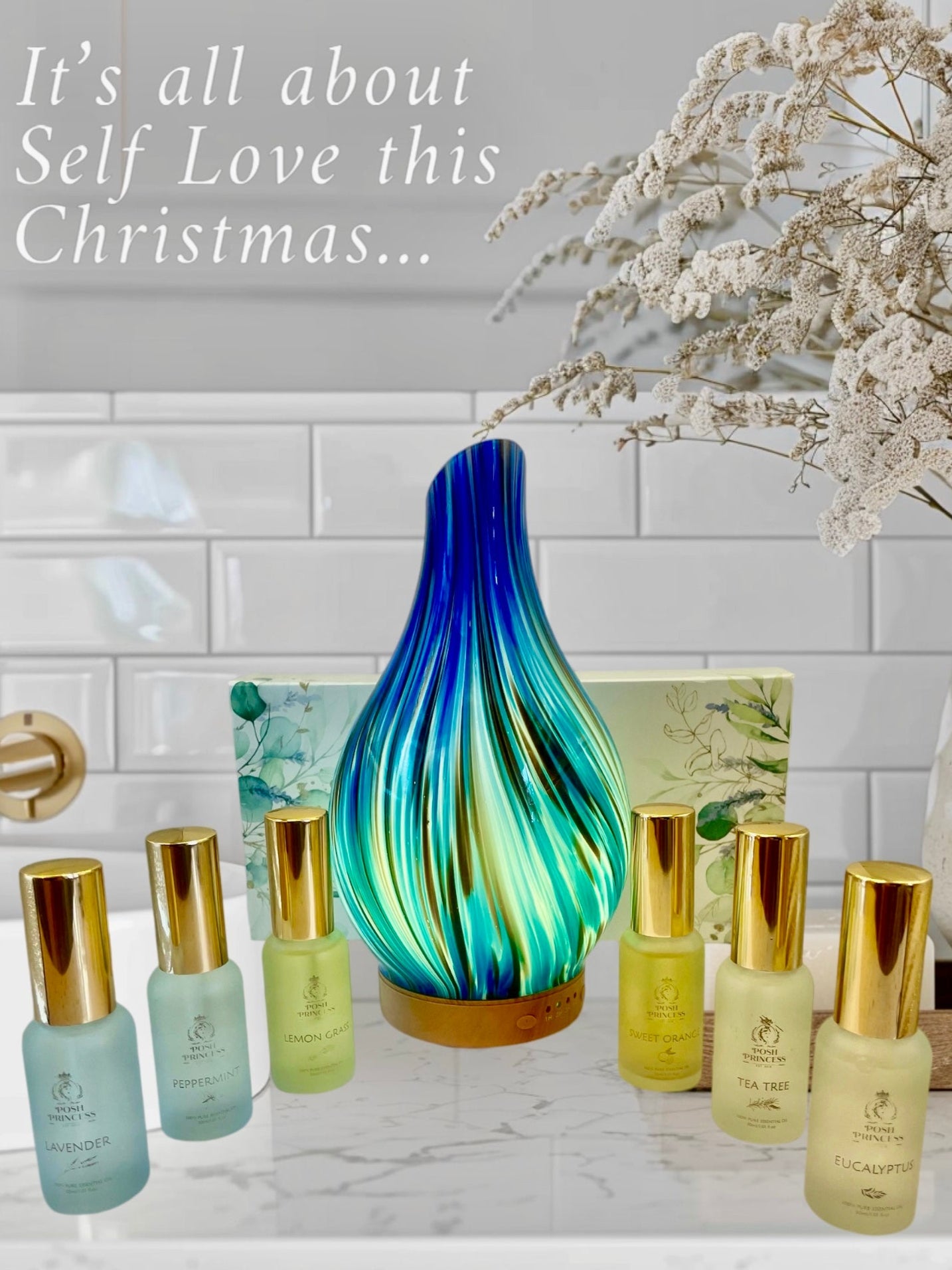 100% Pure and Natural Essential Oils Gift Box Set with Diffuser - Colo ...