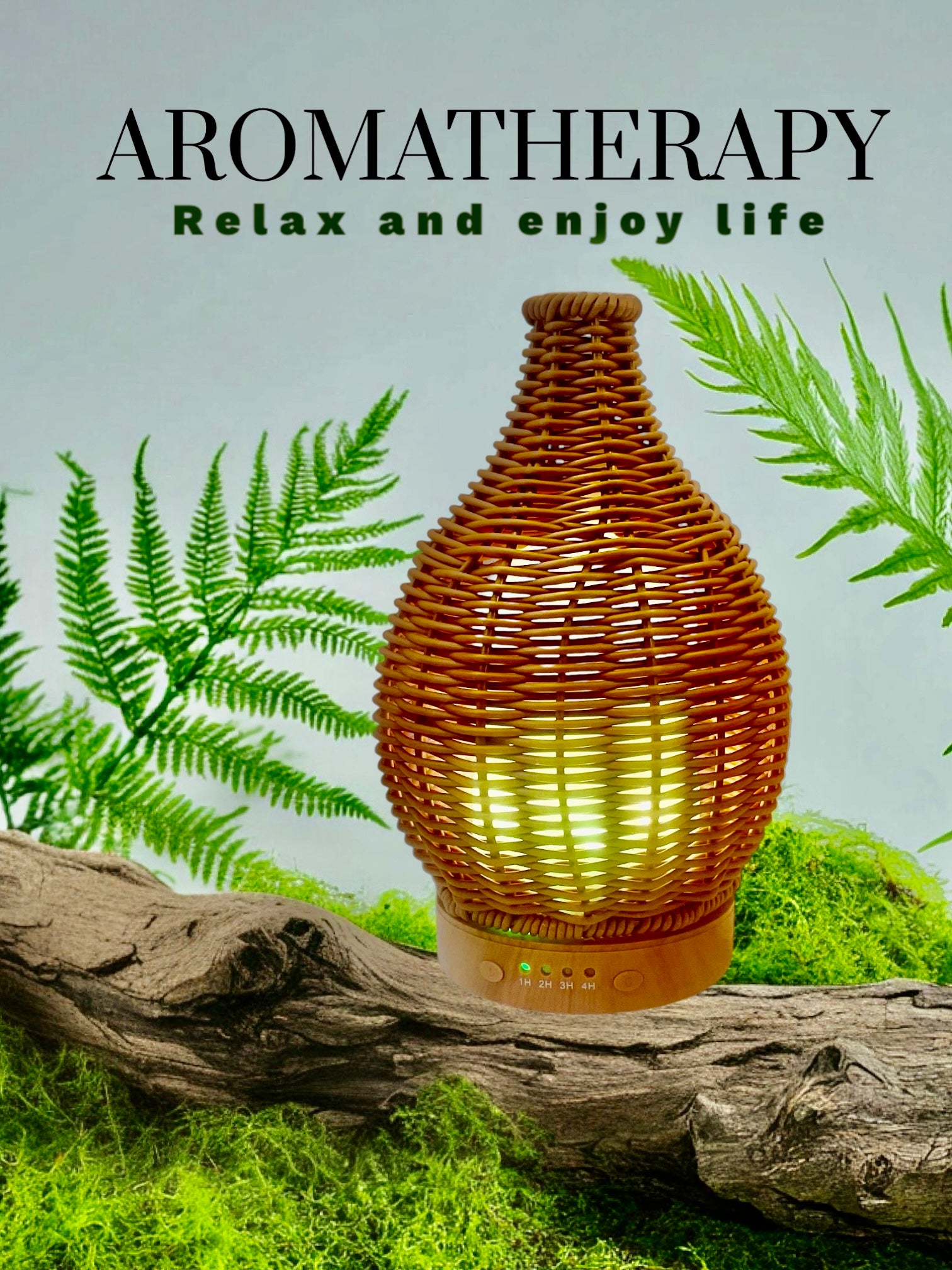Wicker Diffuser for Essential Oils with Calming Soft light and Spray M ...